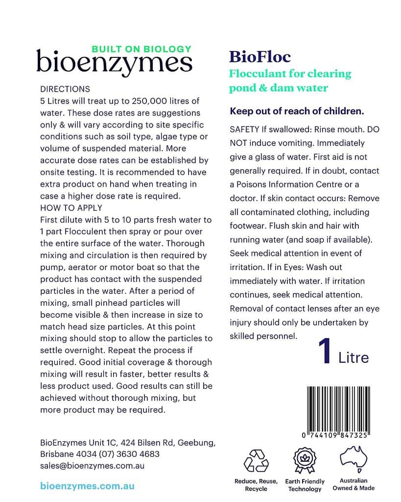 BioFloc Flocculant for Clearing Pond & Dam Water - BioEnzymes